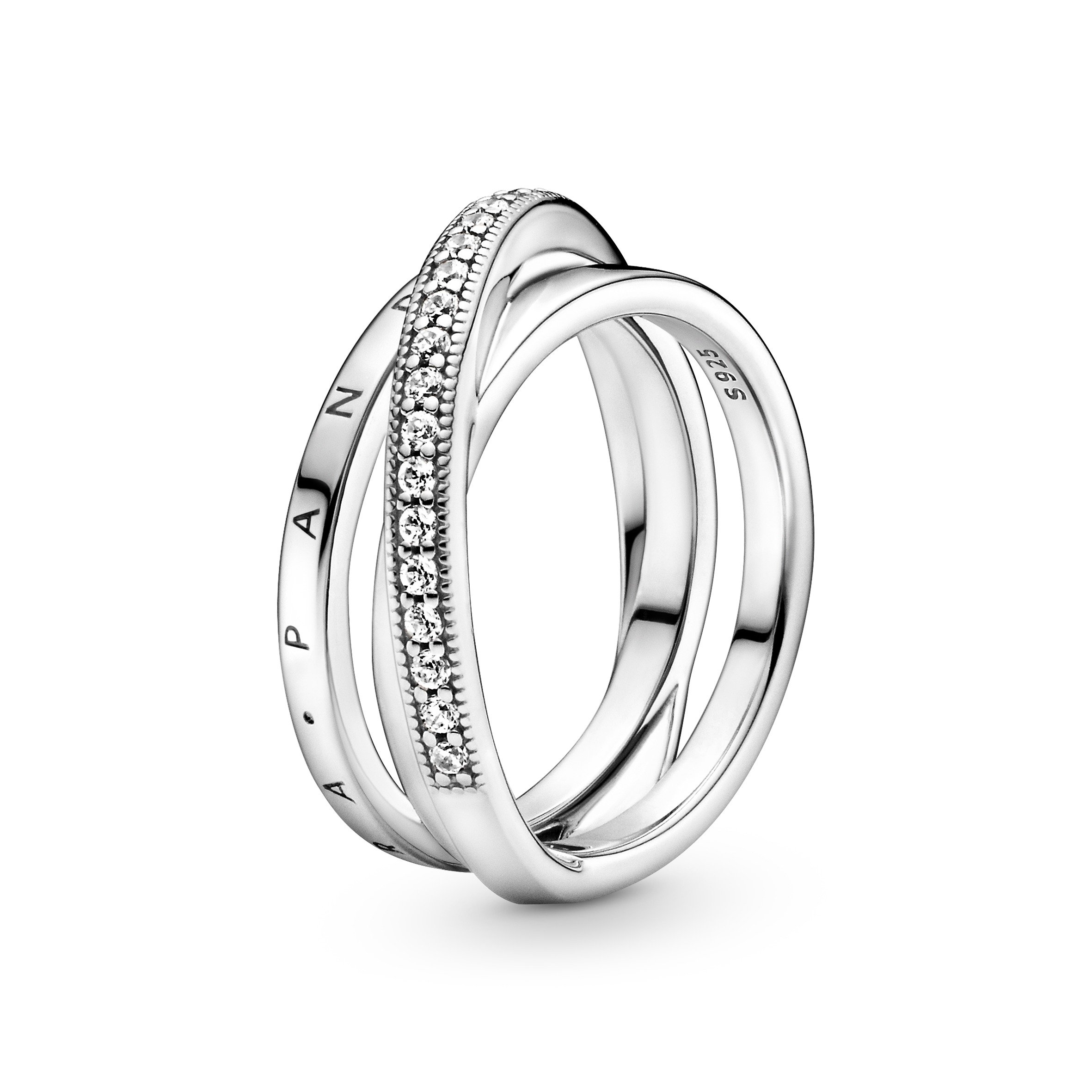 PANDORA Anel Crossover Pavé Triple Band (Ref. 199057C01-52) | Marcolino ...