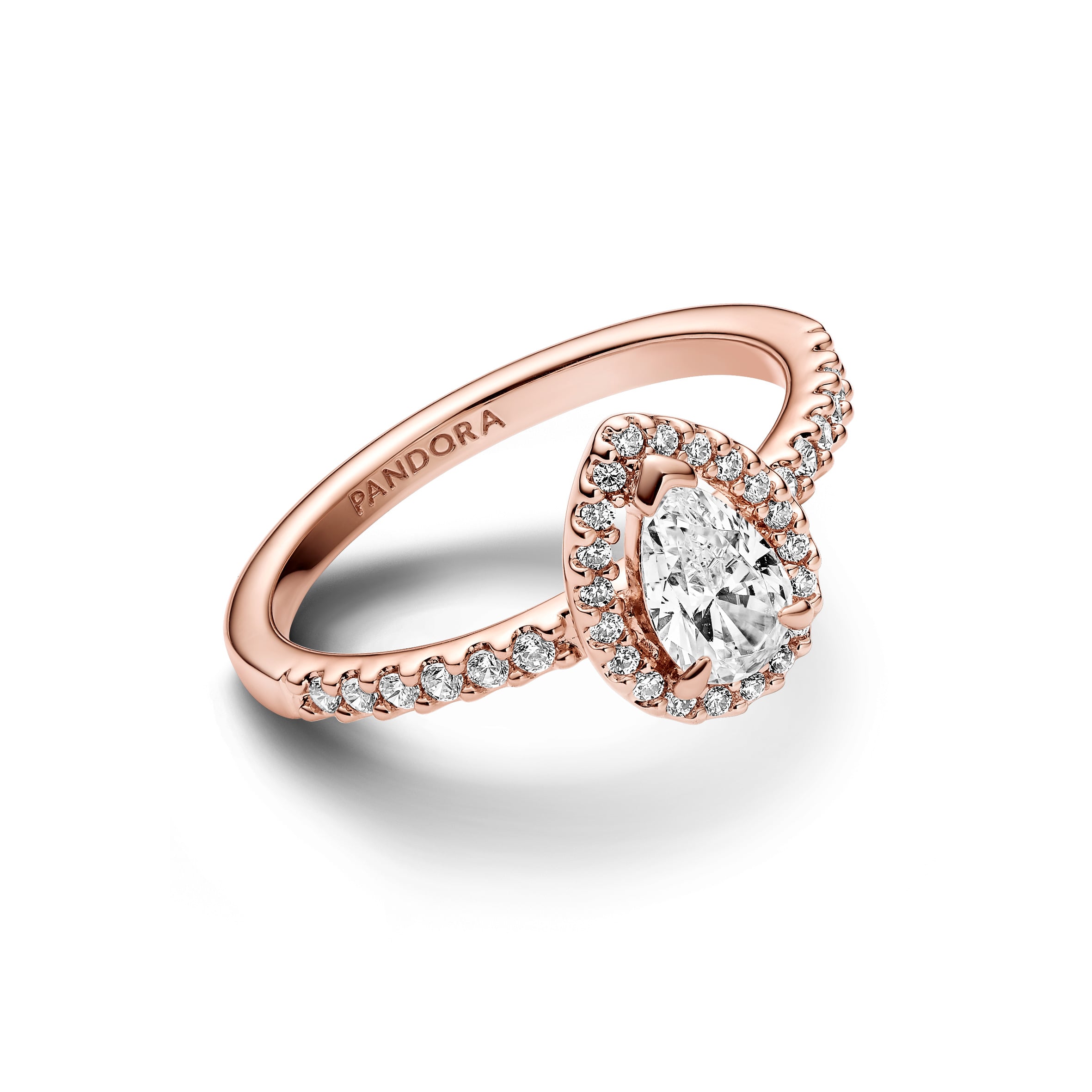 PANDORA 14k Rose gold-plated ring with clear cubic zirconia (Ref ...